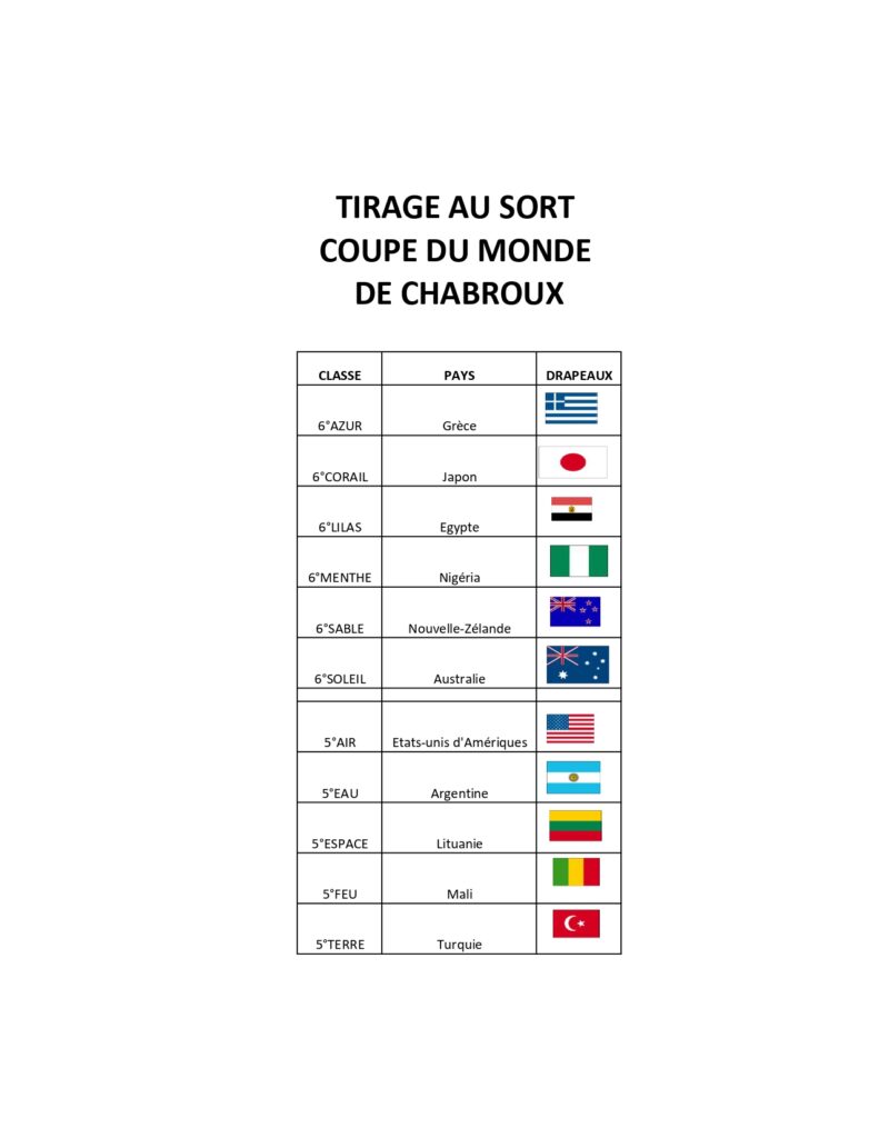 Coupe du monde du collège ! – Collège Gilbert Chabroux