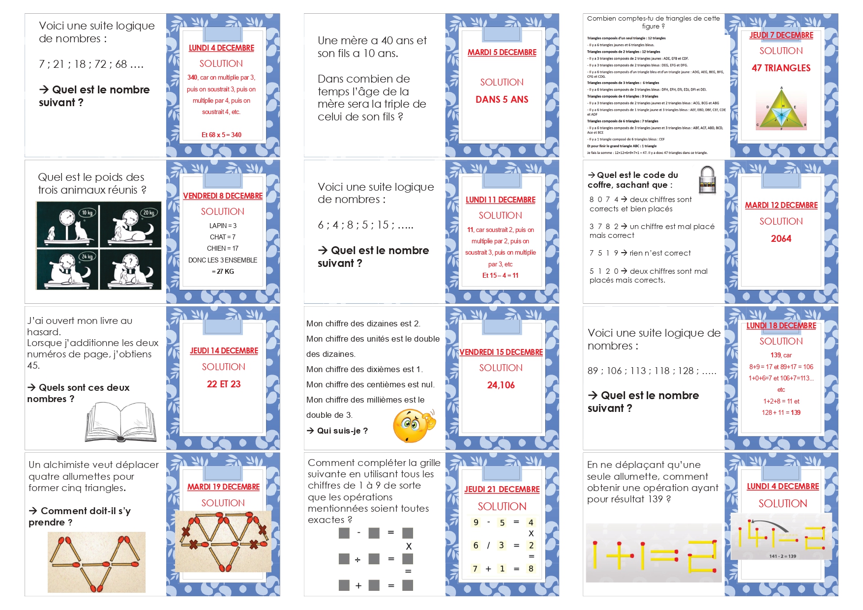 Énigmes de fin d’année : les corrections et les gagnants ! – Collège ...